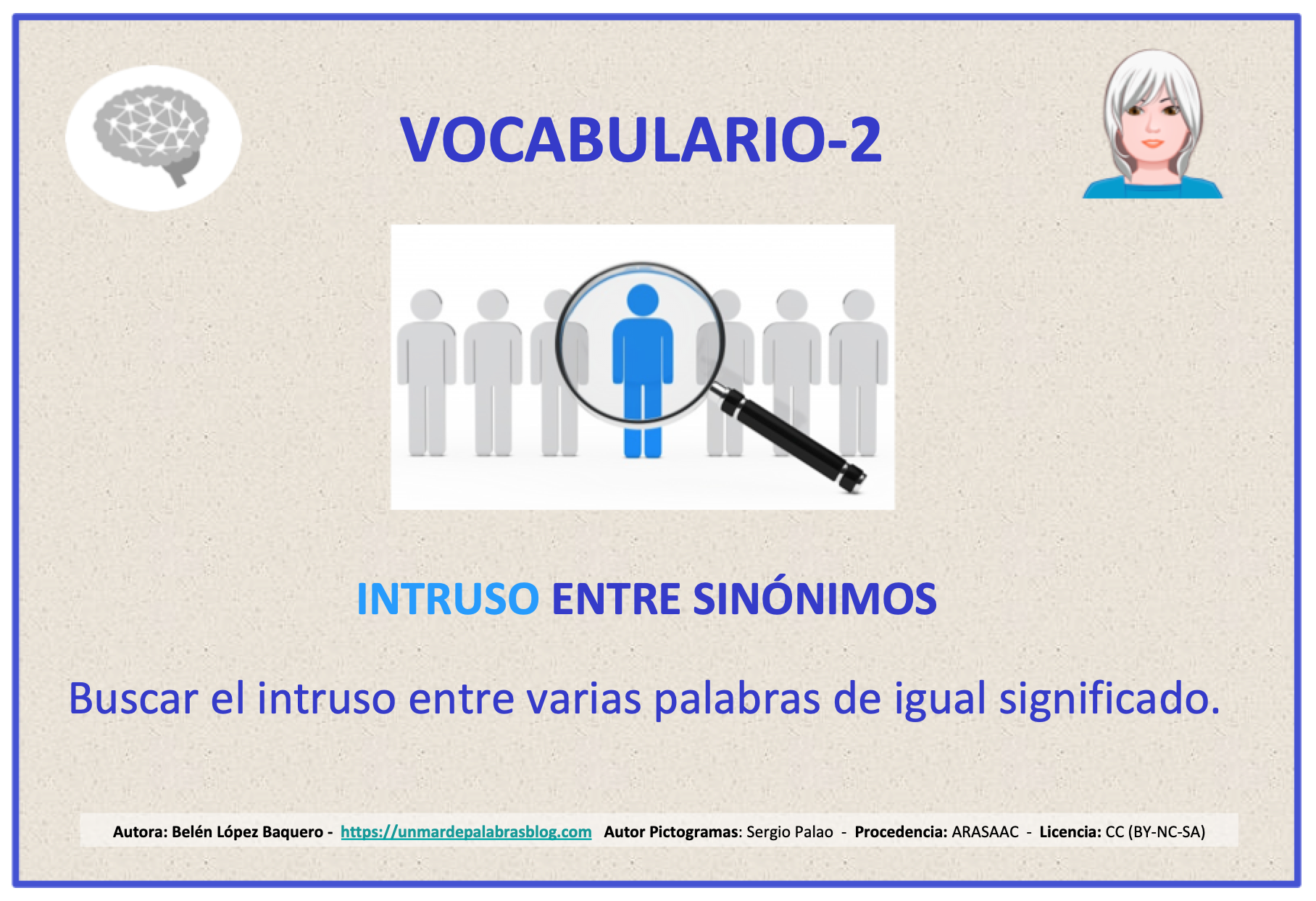 Intruso entre sinónimos. – Un mar de palabras. Estimulación cognitiva.
