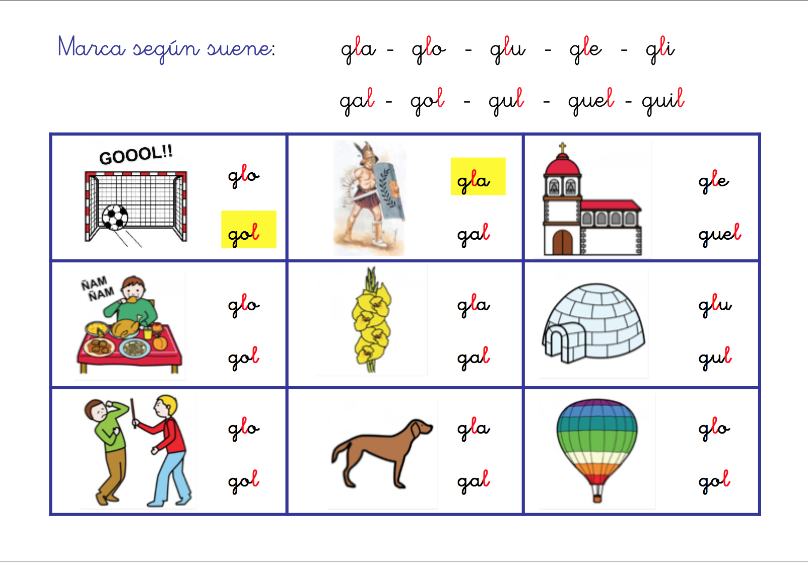 Discriminar: gl/gr – gl/g_l – gr/g_r – Un mar de palabras. Estimulación ...