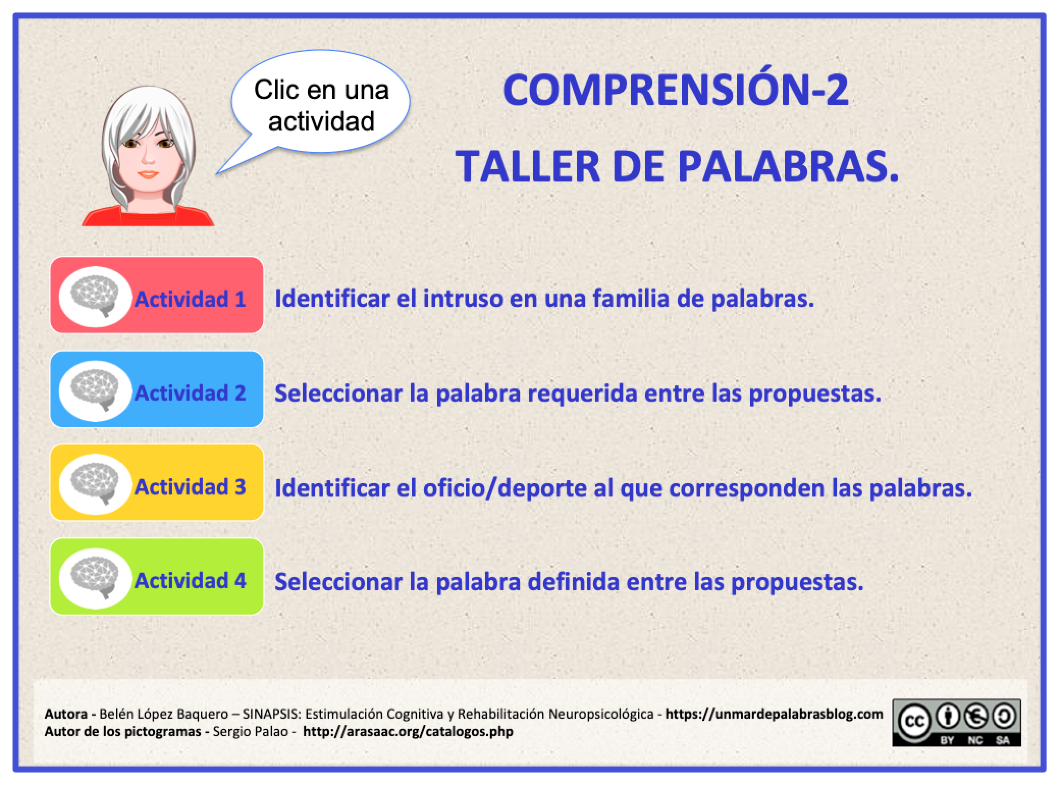 Taller de palabras. – Un mar de palabras. Estimulación cognitiva.