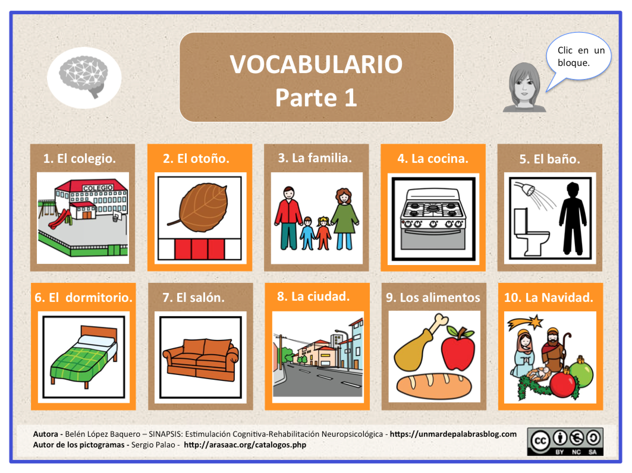 Vocabulario. Bloque 1/3 – Un mar de palabras. Estimulación cognitiva.