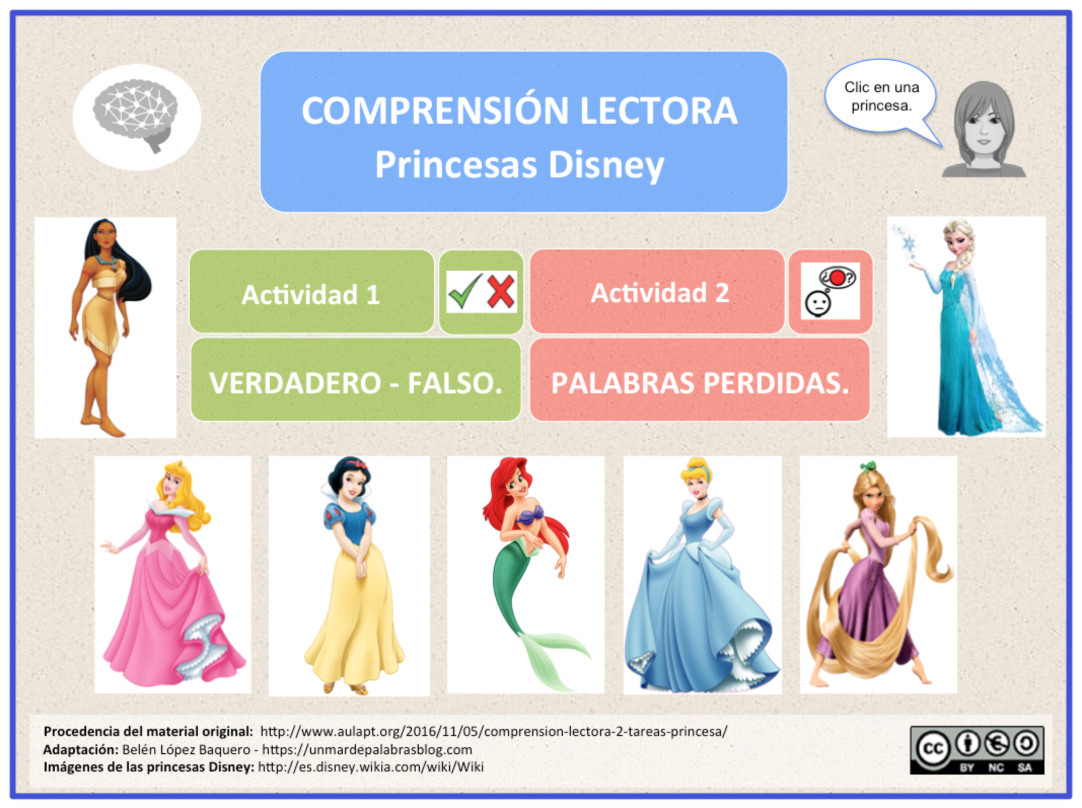 Lectura comprensiva: PRINCESAS – Un mar de palabras. Estimulación ...